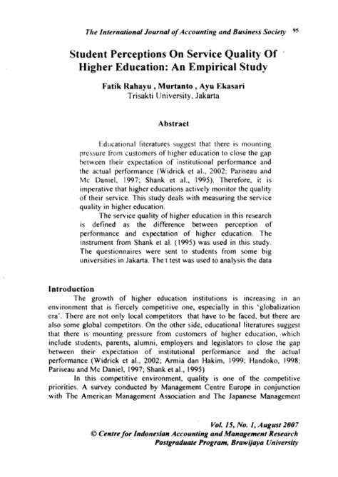 (PDF) Student Perceptions on Service Quality of Higher Education: An Empirical Study