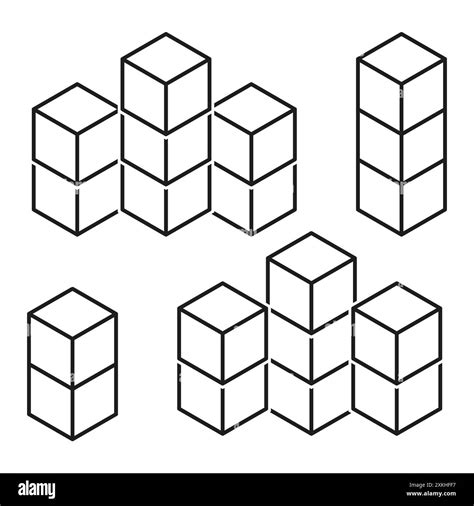 Stacked Cubes Geometric Vector Blocks 3d Isometric Design Modern