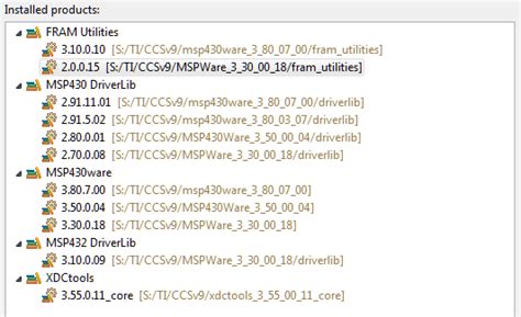 ccs msp430fr5969 why was msp430ware ‘products support in ccs dropped