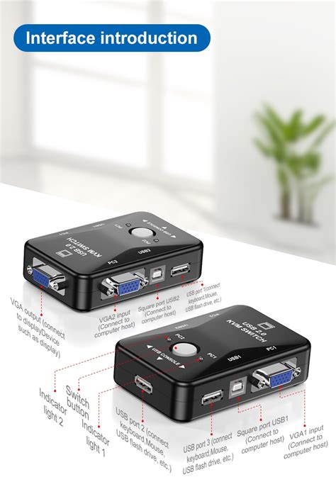 4 Port Vga Kvm Switch 1080p Usb2 0 Vga Splitter Mouse Keyboard Printer Pendrive Share Switcher