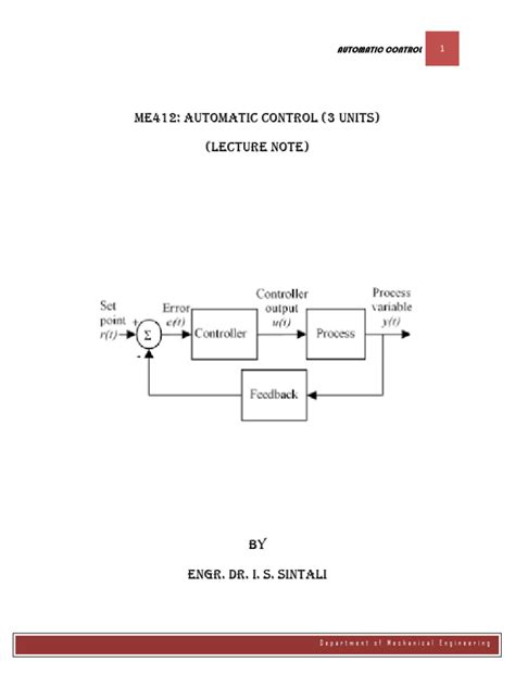 Automatic Control Pdf Control Theory Feedback