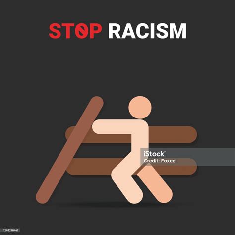인류 평등의 사회적 문제 인종차별을 그만두십시오 동기 부여 기호 또는 포스터 반 인종 차별 불평등을 밀어붙이는 사람들은 평등 기호 개념으로 변신한다 함께 다른 인종의 벡터