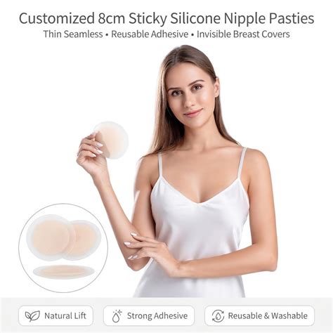 Customized 8cm Sticky Silicone Nipple Pasties For Women Thin Seamless
