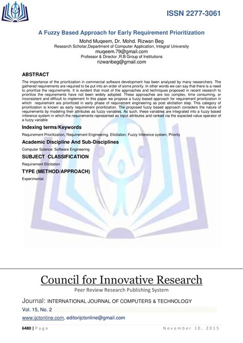 Pdf A Fuzzy Based Approach For Early Requirement Prioritization