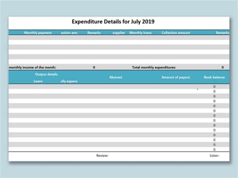 Excel Month Template