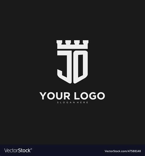 Initials Jo Logo Monogram With Shield Royalty Free Vector