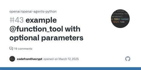 Example Functiontool With Optional Parameters · Issue 43 · Openai