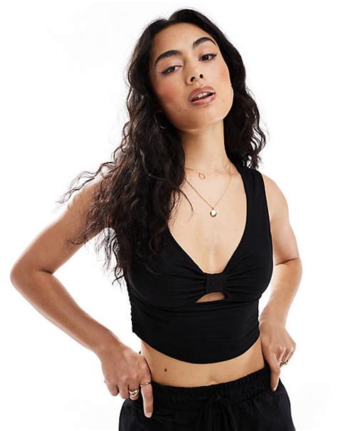 Only Shirred Cropped Top Co Ord In Black Asos