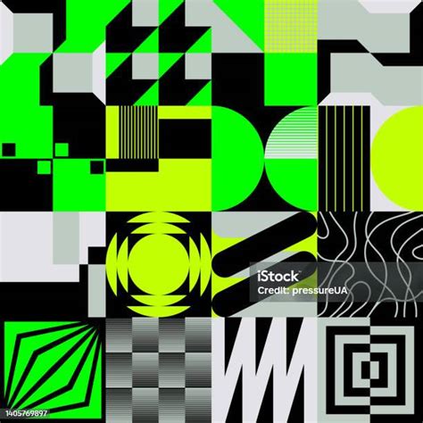 추상 모더니즘 미학 디자인에서 영감을 받은 네오 지오 패턴 벡터 그래픽 1970 1979 년에 대한 스톡 벡터 아트 및 기타 이미지 1970 1979 년 1980