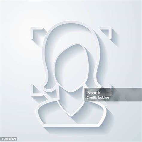 여자와 얼굴 인식 빈 배경에 종이 잘라내기 효과가 있는 아이콘 3차원 형태에 대한 스톡 벡터 아트 및 기타 이미지 3차원 형태 개념 개성 개념 Istock