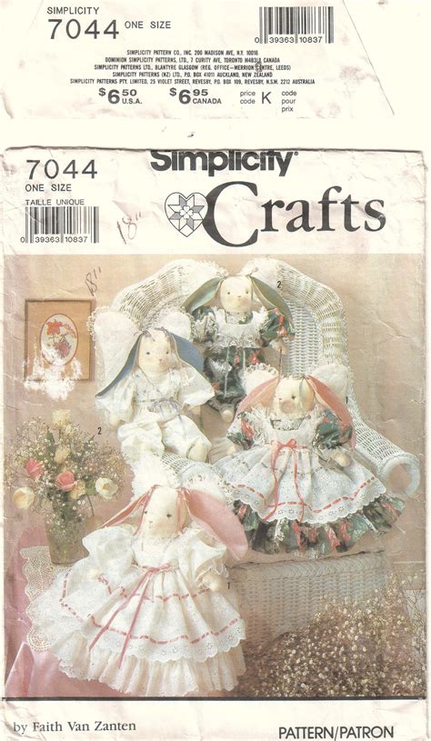 S7044 Simplicity 7044 Angel Bunnies And Clothes Vintage Sewing Pattern Etsy