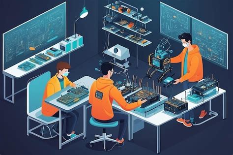 Premium Photo Illustrate A Robotics Lab With Students Assembling