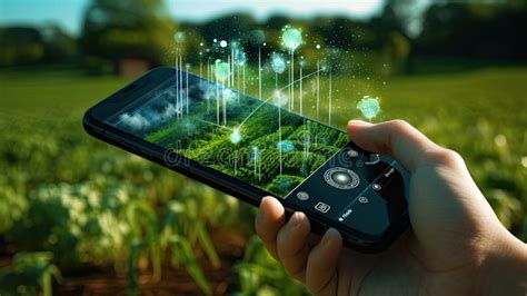 Concept Of Smart Farming In Agriculture Industry Mobile Phone With Agriculture Technology