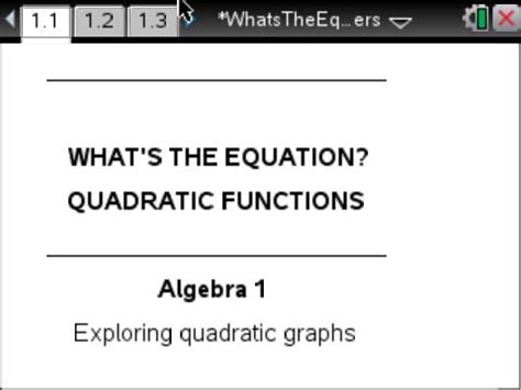 Quadratic Unit Activity What S The Equation Quadratic Functions