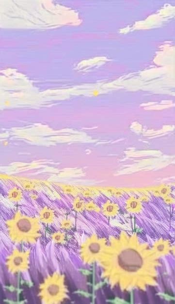Purple And Yellow Sunflowers In A Field With A Sky Background Generative Ai Premium Ai