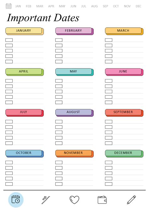 Important Dates Template Pdf Hyperlinked Track Important Dates Easily