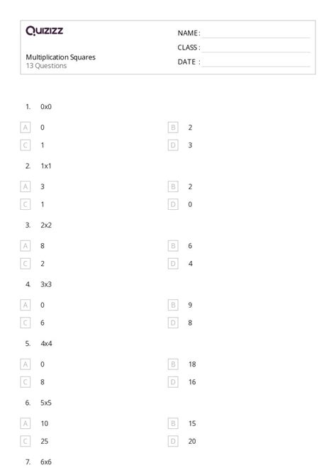 50 Squares Worksheets For 4th Class On Quizizz Free And Printable