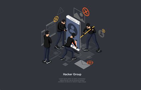 isometric hacker attack concept internet hacker composition with hacker