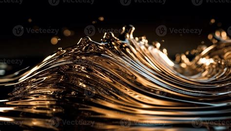 Shiny Metallic Wave Pattern Reflects Abstract Nature Generated By Ai