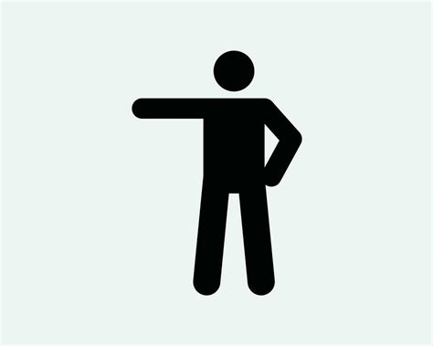 Man Pointing Left Icon Stick Figure Point Action Direction Navigation
