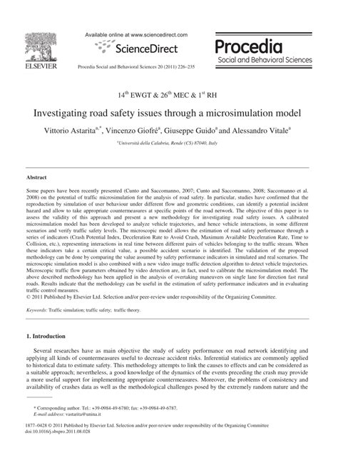 Pdf Investigating Road Safety Issues Through A Microsimulation Model
