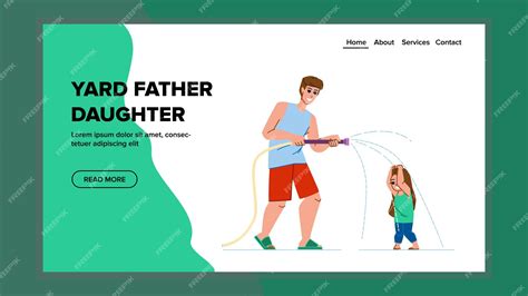 Premium Vector Yard Father Daughter Vector