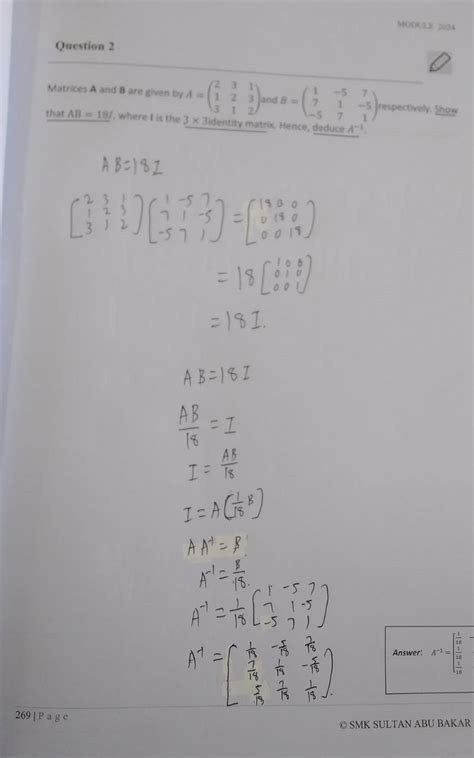 Inverse Matrices Deducing