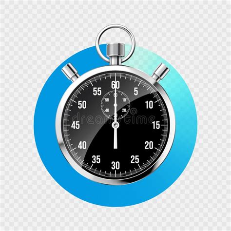 Realistic Classic Stopwatch Shiny Metal Chronometer Black Time