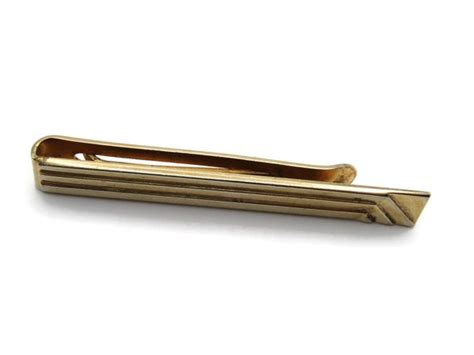 Retro Horizontal Line Pattern Gold Tone Industrial Mo Gem