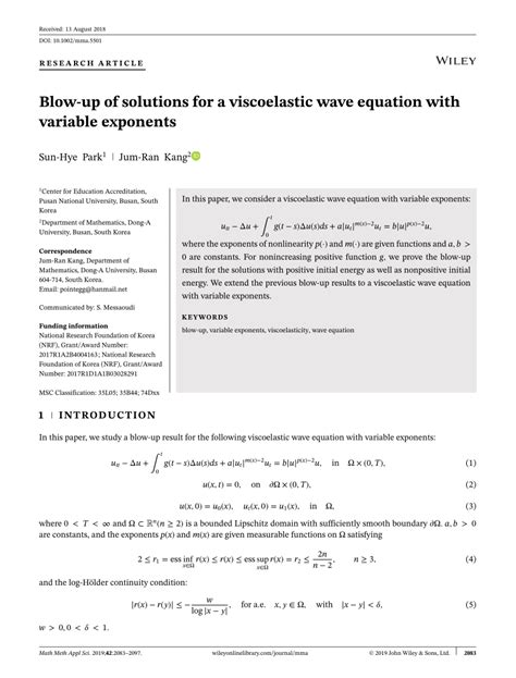 Pdf Blow Up Of Solutions For A Viscoelastic Wave Equation With Variable Exponents