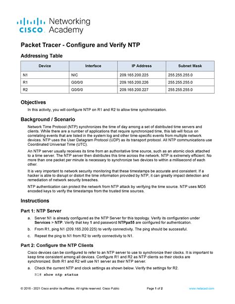 6 6 4 Packet Tracer Configure And Verify Ntp Packet Tracer Configure And Verify Ntp
