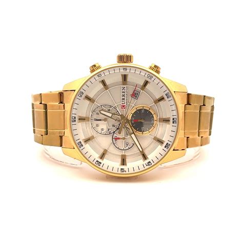 Quixotic Metal Back Gold Curren Iced Out Watch I 551742 Watches