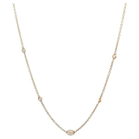 14k Yellow Gold 12ctw Diamonds By The Yard Necklace With 025ctw Oval