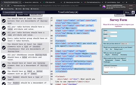Survey Form Build A Survey Form Html Css The Freecodecamp Forum