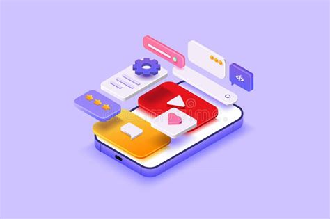 Modern 3d Isometric Illustration Of App Development Stock Vector