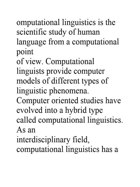 Application Of Computational Linguistics Download Free Pdf Computing