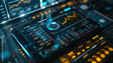 A High Tech User Interface Displaying Complex Data Analytics Tablet