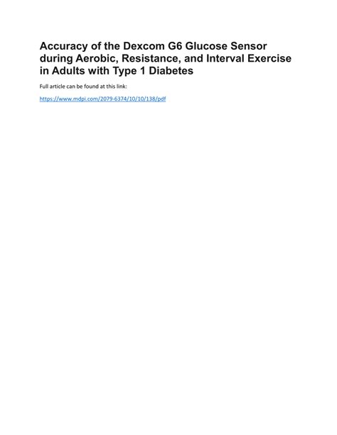 Pdf Accuracy Of The Dexcom G6 Glucose Sensor During Aerobic