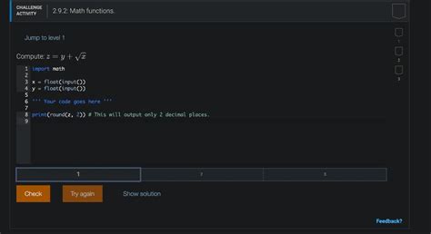Solved CHALLENGE ACTIVITY Math Functions Jump To Chegg