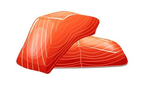 흰색 배경에 고립 된 붉은 연어 고기 조각 현실적인 상세한 해산물 건강 진미 연어 필레 스테이크 바다 물고기 벡터 일러스트 레이