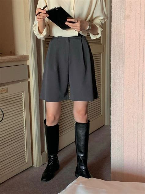 버뮤다팬츠 키작녀바지 여성 a라인 봄 핀턱 하프 와이드 슬랙스 팬츠 부 여자 반바지 베러리 네이버 블로그