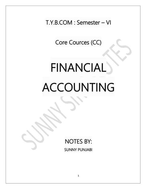 Tybcom Sem Vi Financial Accounting Notes Pdf Stocks And Bonds Personal Investing