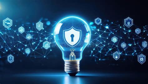 Glowing Light Bulb With A Shield And Keyhole Symbolizes Security And Innovation In Technology