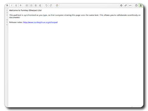 Etherpad Example Pad TurnKey GNU Linux