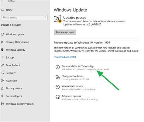 Pausing Windows Updates