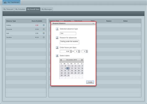 Absence Request Employee View Easyclocking Help Guide