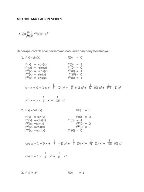 F X N F Metode Maclaurin Series Pdf Teaching Methods And Materials