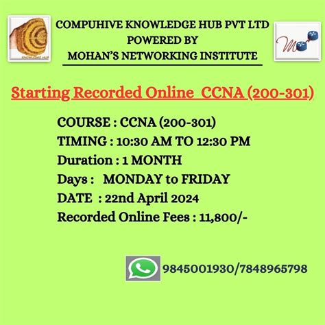 Mohans Networking Institute On Linkedin New Ccna200 301 1030am To 1230pm Online Recorded