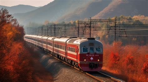 배경에 산이 있는 트랙을 따라 이동하는 빨간색과 흰색 기차 중국 북한 국제열차 고화질 사진 사진 배경 일러스트 및 사진 무료 다운로드 Pngtree