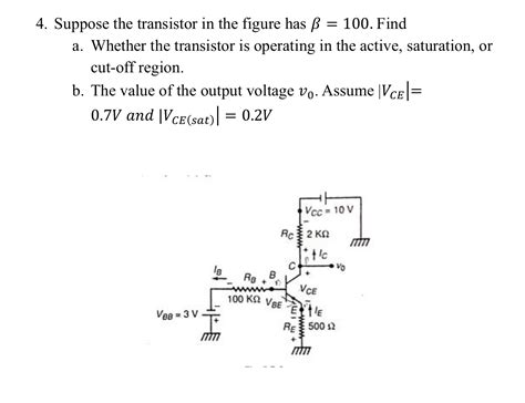 Solved Suppose the transistor in the figure has β Chegg com